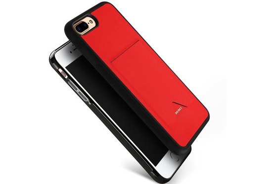 Red Smooth IPhone Protective Cases Card Holder Shockproof Iphone 7 Back Case