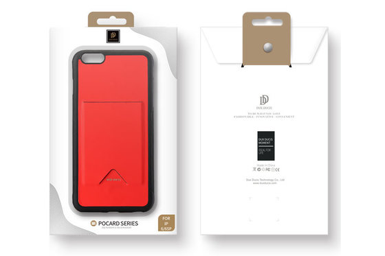 Shockproof IPhone Protective Cases Red PU Leather Iphone 6 Flip Phone Case