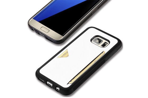 White Samsung Galaxy S7 Back Cover PU Leather Shockproof With Card Slot
