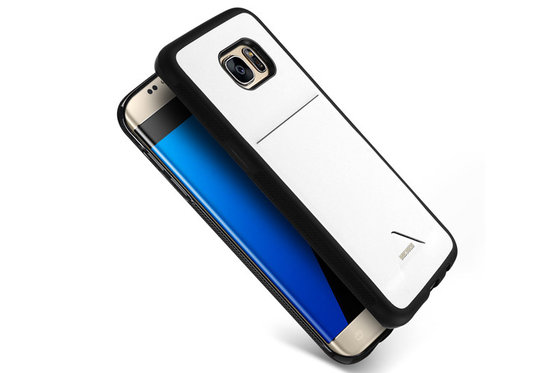 Card Slot Samsung S7 Edge Back Cover , White Samsung Galaxy S7 Edge Leather Case