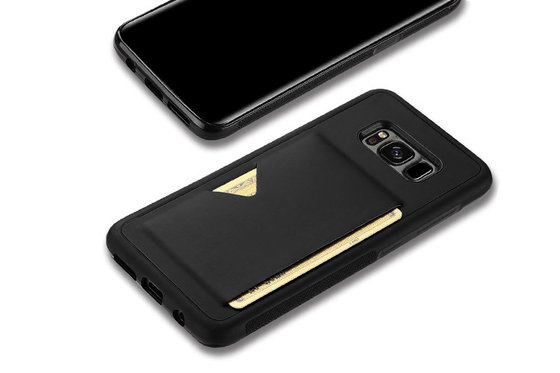 Black PU Leather Samsung Cell Phone Covers Shockproof For Samsung S8