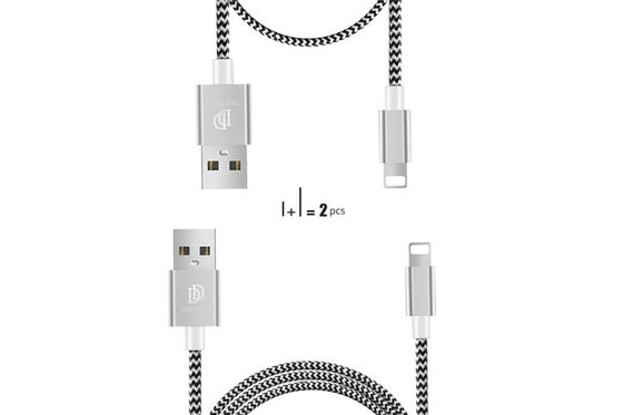 Silver Color Iphone Usb Cable , Braided Nylon Fast Charging Data Cable For Iphone