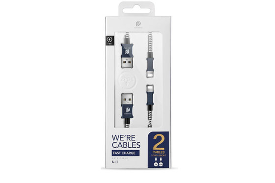 Fast Charge Apple Lightning Cable , Blue 2 Packs 3.28ft 0.66ft Iphone Sync Cable