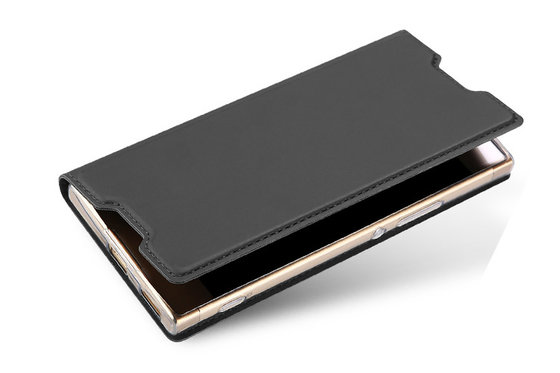 Black Sony Phone Covers XA1 PU Leather Magnets With Card Holder / Kickstand