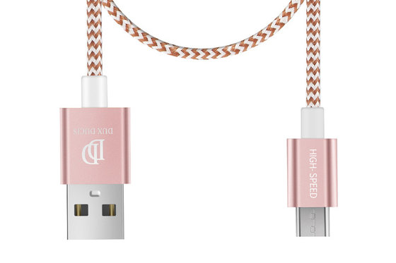 Endurable Micro USB Data Cable USB 2.0 Pink Color 100cm / 20cm Lengths