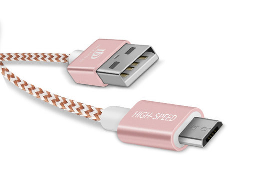 Endurable Micro USB Data Cable USB 2.0 Pink Color 100cm / 20cm Lengths