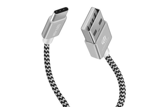 Braided Nylon Type C USB Cable Data Transfer , Silver Quick Charge USB Cable