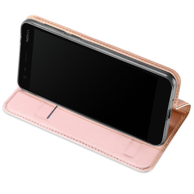 Rose Gold Color Cell Phone Wallet Case / Leather Wallet Phone Case For Nokia 2