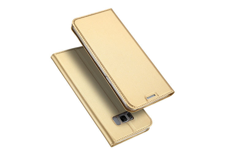 Gold PU Leather Samsung Galaxy S8 Phone Covers Magnetic With Card Pocket