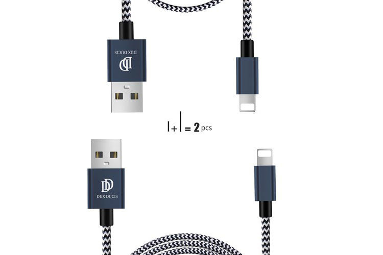 Blue IPhone Lightning Cable Aluminum Alloy Connector Braided Wire For IPad