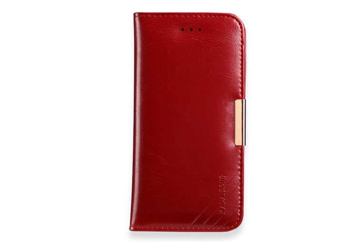Red IPhone 7 Plus Genuine Leather Phone Cases 19 X 11 X 2cm With Card Holders