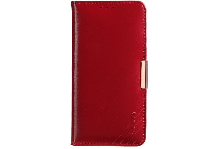 Wallet Style Red Cell Phone Covers , Smooth Slim Galaxy S8 Leather Case