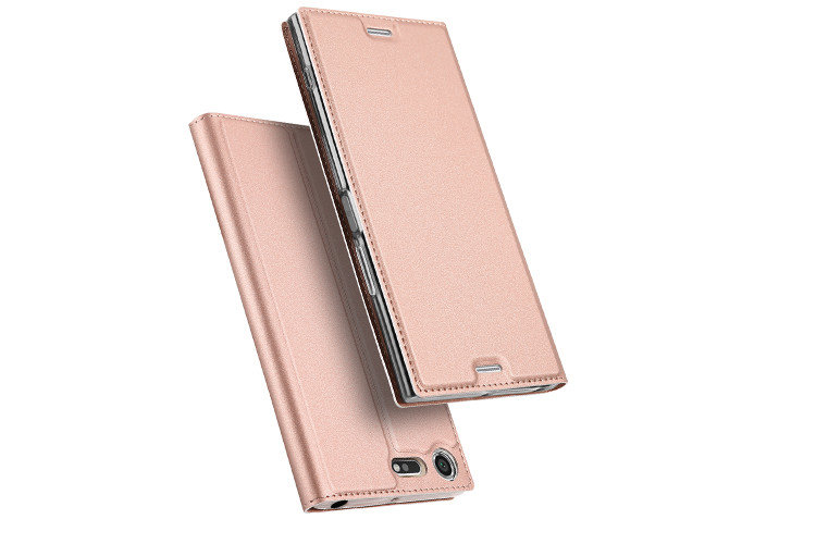 Luxury Rose Gold Sony XZ Premium Cover PU Card Slot Kickstand Magnets