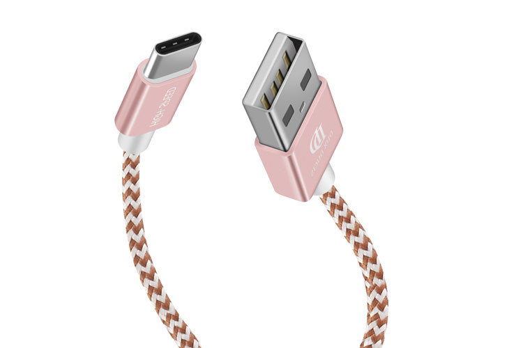2 Pack  Usb C Charging Cable , Pink Braided Nylon USB Data Sync Cable