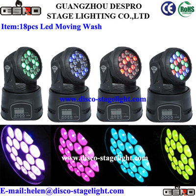 Christmas Gift 18pcs 3W RGB Led Moving Head Wash Light