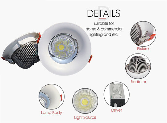 8w LED Down Lights COB Chip 3 Inch With Die - Casting Aluminum Radiator