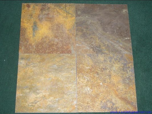 China Cheapest Natural Rusty Rust Yellow Slate Tile Floor roof tile