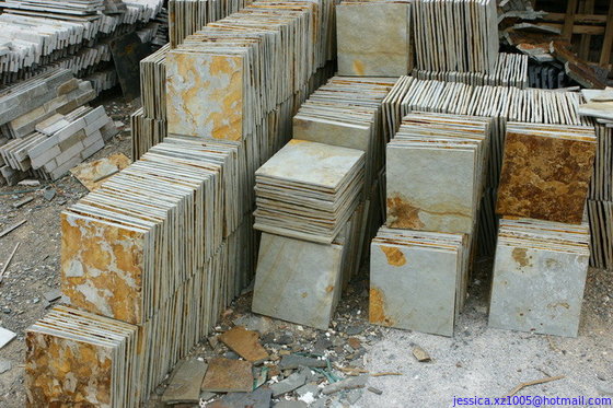 China Cheapest Natural Rusty Rust Yellow Slate Tile Floor roof tile