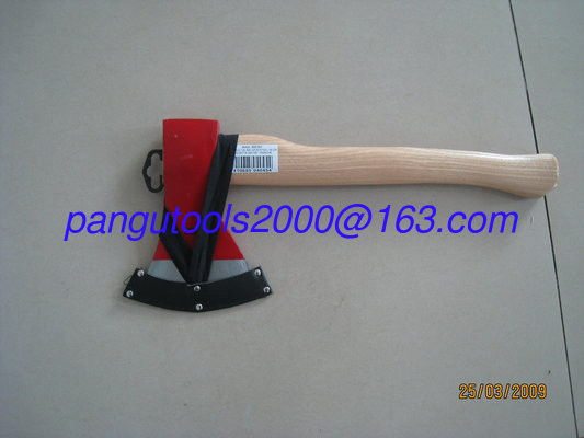 Rubber edge protectors and round stelel wedge for axes, hatchets and splitting mauls