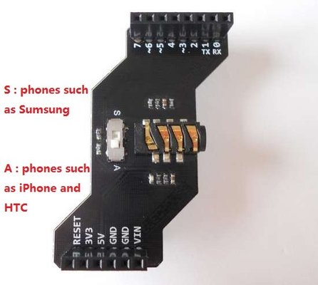 Audio Jack Modem Arduino Shield for iPhone and Android ( include: Arduino Softmodem Shield x1  Headset line x1)