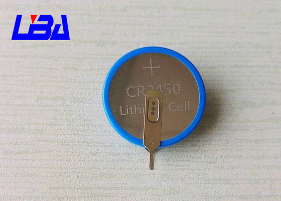 High Drain Durable CR2450 Button Battery 24*5.0mm With Solder Tab