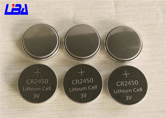Standard  Cr2450 Lithium Battery , 3V 600maH LiMnO2  Coin Cell Battery