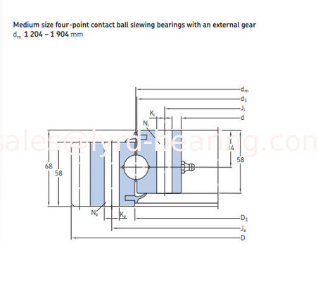 RKS.061.25.1314 SKF Slewing bearing with external gear ,1229x1448x68mm