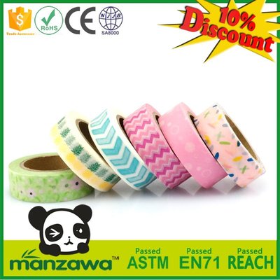 Custom Printed Japanese Washi Material Masking Tape, Adhesive Decorative Paper Tape