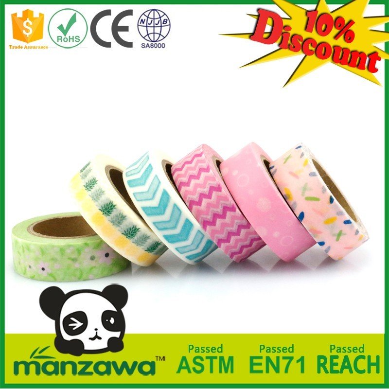 Custom Printed Japanese Washi Material Masking Tape, Adhesive Decorative Paper Tape