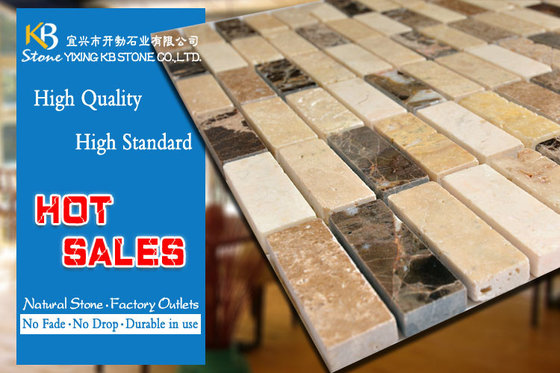 Kitchen Travertine Marble Mosaic Tiles Mixed Beige And Dark Emperador