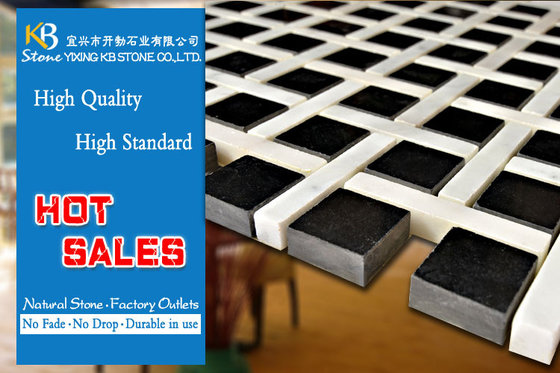 Black Square Basketweave Marble Mosaic Tile Polished 12 X 12 Flooring
