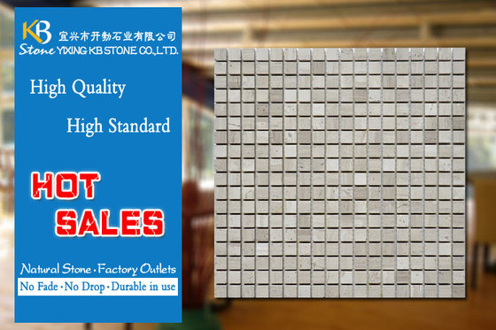 Square Pattern Fiber Mesh Marble Bathroom Tiles For Kitchen Wall