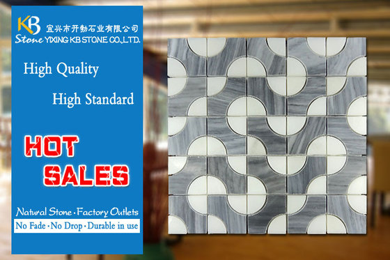 Flower Pattern Grey Marble Mosaic Tiles Mosaic Jigsaws Wet Applications