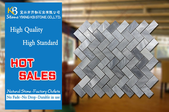Herringbone Marble Mosaic Tiles 10mm Thickness Wooden Grey 12x12 Inch