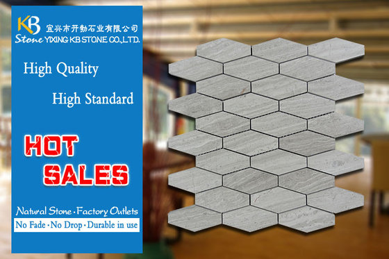Long Hexagon Swimming Pool Tiles White Bathroom Tiles 305 X 305mm