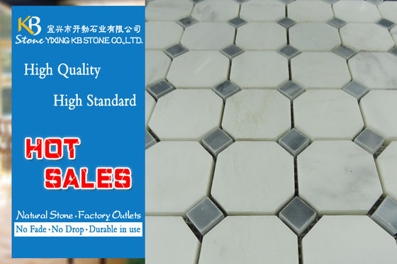 Modern Flooring Carrara White Marble Mosaic Floor Tile Polished Surface