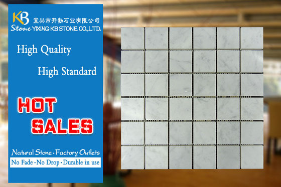 48*48mm Building Marble Mosaic Tile Sheets Fiber Mesh Mounted On