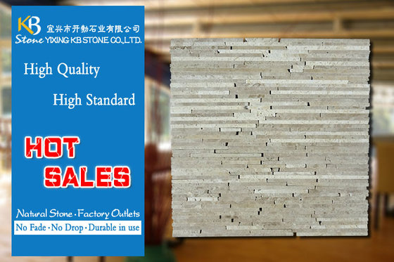 Strip Beige Marble Mosaic Tiles White Mosaic Tiles For Wall Cladding