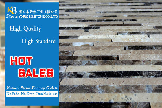 Mixed Strip Marble Mosaic Tiles Natural Stone Tiles 305 x 305mm