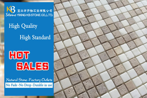 Beige Kitchen Wall Travertine Marble Mosaic Tiles White Marble Floor Tiles