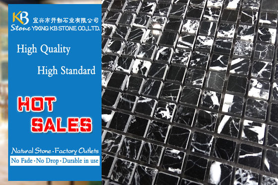 Stone Marble Mosaic Tiles White Black Stone Marble Natural Polished
