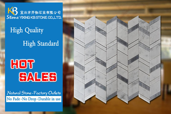 Itailan carrara white mixed grey marble mosaic tile sheets badge