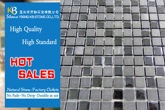 Pure black grey marble mosaic tiles garden stone step tumbled tiles
