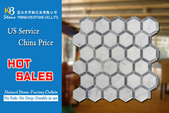 Natural Stone marble mosaic tiles italian grey and carrara hexagon