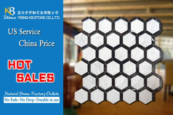 Italian carrara white marble stone natural hexagonal marble mosiac floor tiles