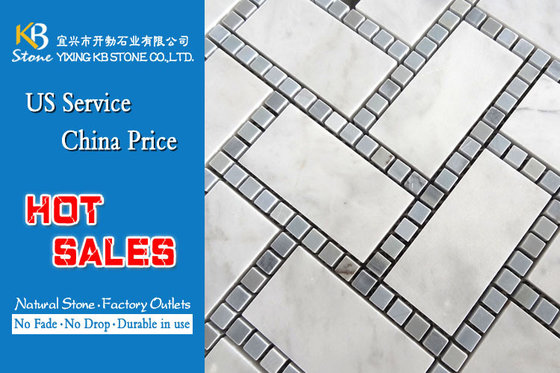 Polished marble carrara tiles white floor wall herringbone mosaic tile