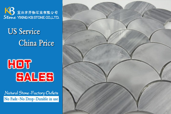 TV background wall interior marble wall fishscale shape design grey tiles