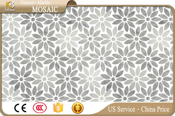 White grey aterjet marble mosaic decorative mosaic tiles polished