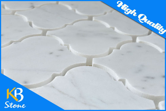 Carrara White Italian Carrera Marble Medium Lantern Shaped Mosaic Tile Honed