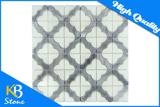 stunning waterjet mosaic tiles/chia white marble flower pattern